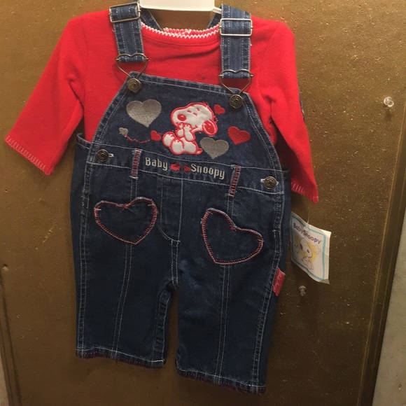 snoopy | Matching Sets | Nwt Sz 36 Mths Baby Snoopy Denim Overallstop ...